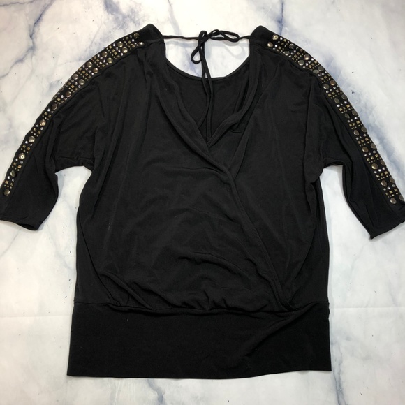 Rock & Republic | Tops | Rock Republic Black Studded Deep V Back Blouse ...